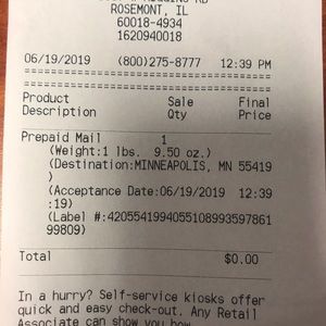 Other | Shipment Receipt | Poshmark